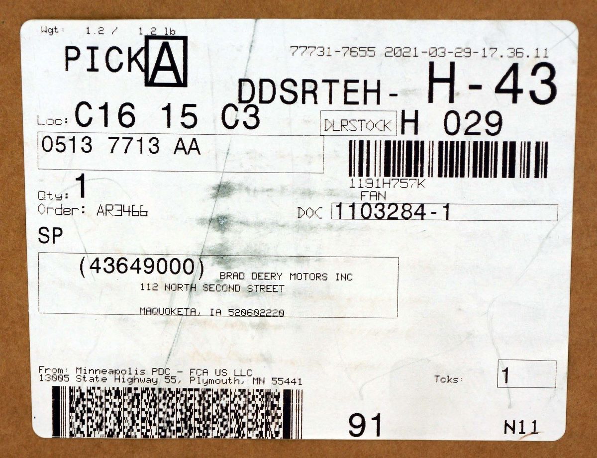 Genuine OEM Engine Cooling Fan Mopar 5137713-AA - overstockdirect.com