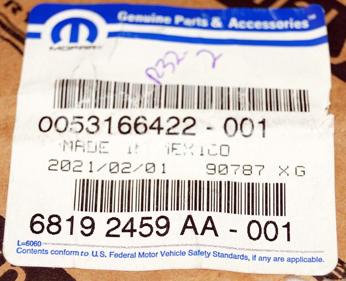 Genuine OEM Mopar 68192459AA Hood Latch Lock Release Cable 14-15 ...